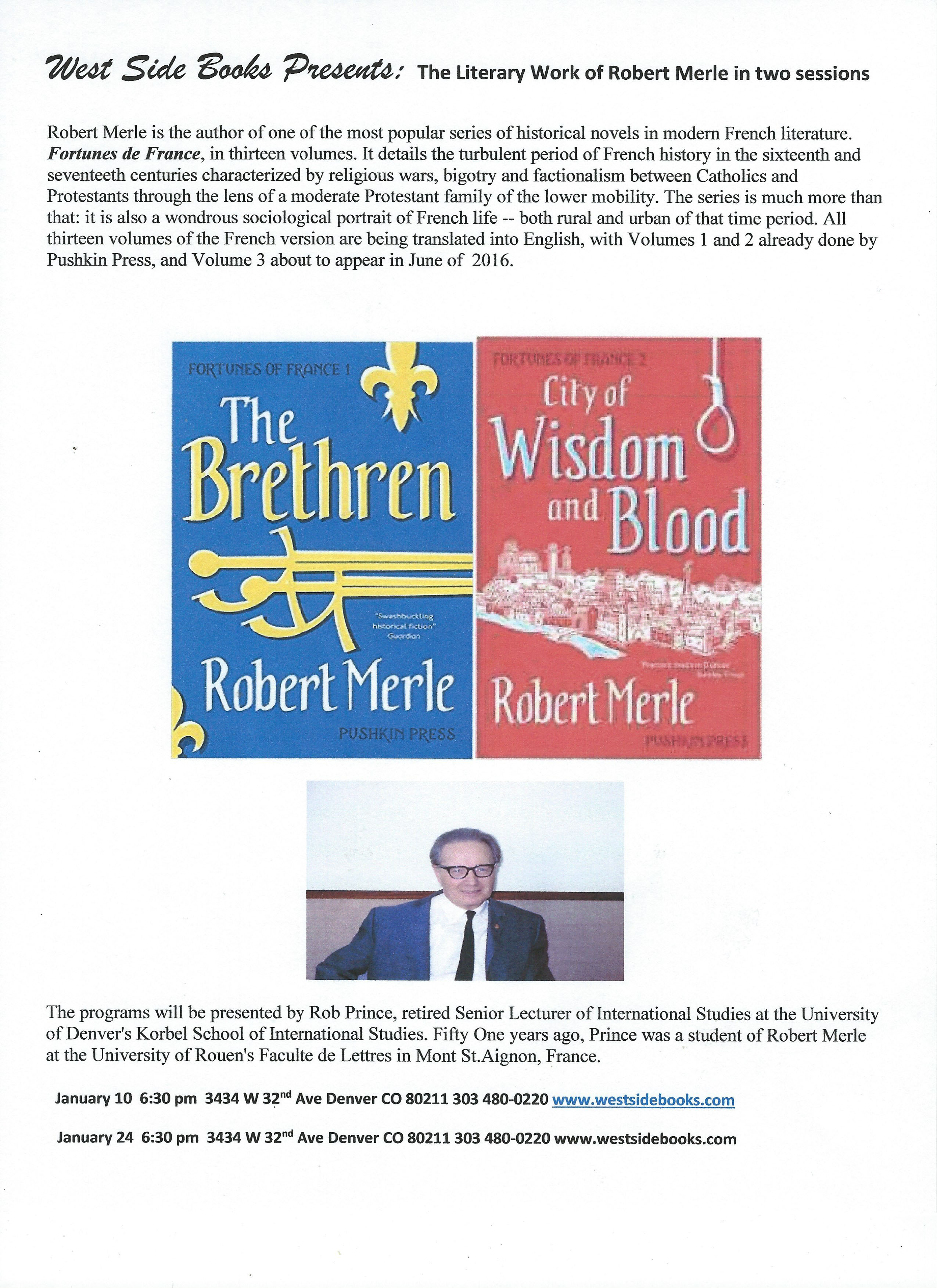 The Literary Works of Robert Merle (in two sessions) | View from the ...